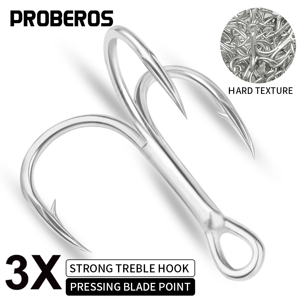 【Limited-time offer】 PROBEROS 20pcs/lot Treble Hooks 14#-3/0# Tin Color ...