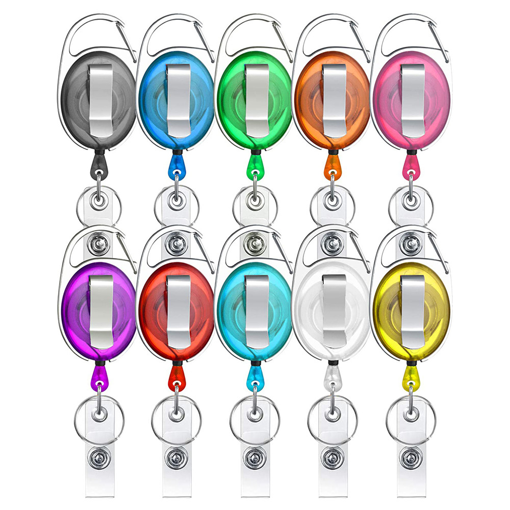 Retractable Pull Badge Reel Plastic Id Lanyard Name Tag Badge Holder ...