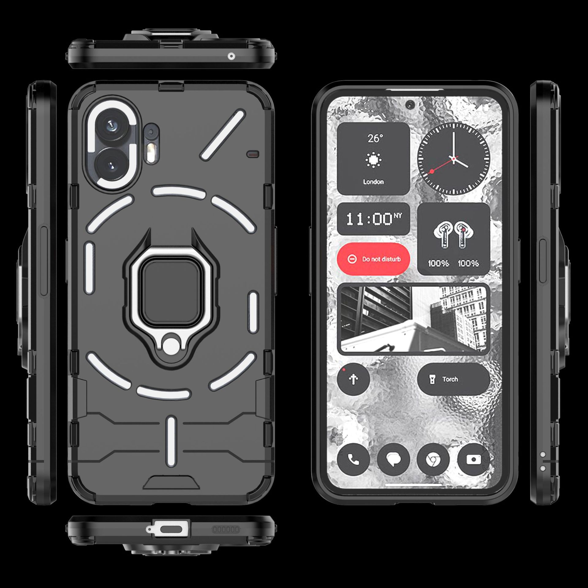 Nothing Phone 1 Shockproof Phone Case with Adjustable Cell Phone Ring ...
