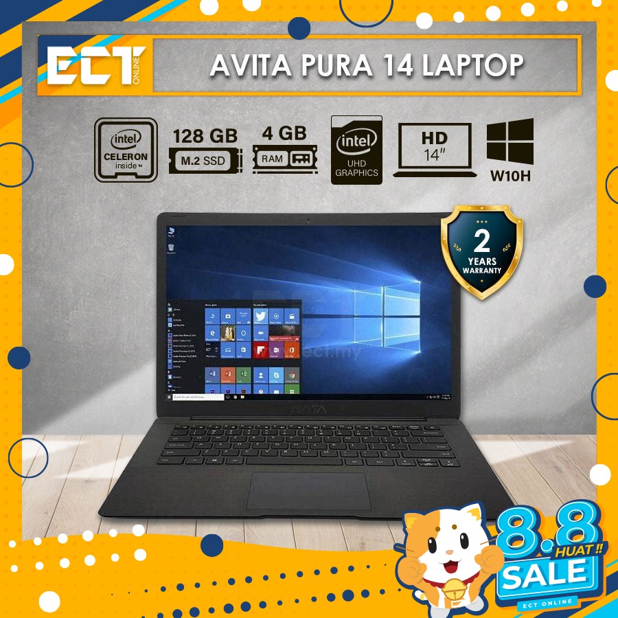 Avita Pura 14 Laptop (Intel N4020 2.80GHz,128GB,4GB,14'',W10) - Black ...