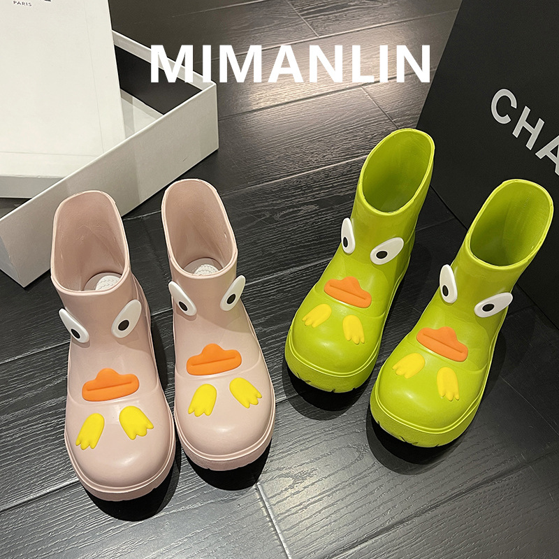 DEUKIO รองเท้าผู้หญิงรองเท้าฝนสวมออก Axigo สไตล์เดียวกันรองเท้าน้ำกัน ...