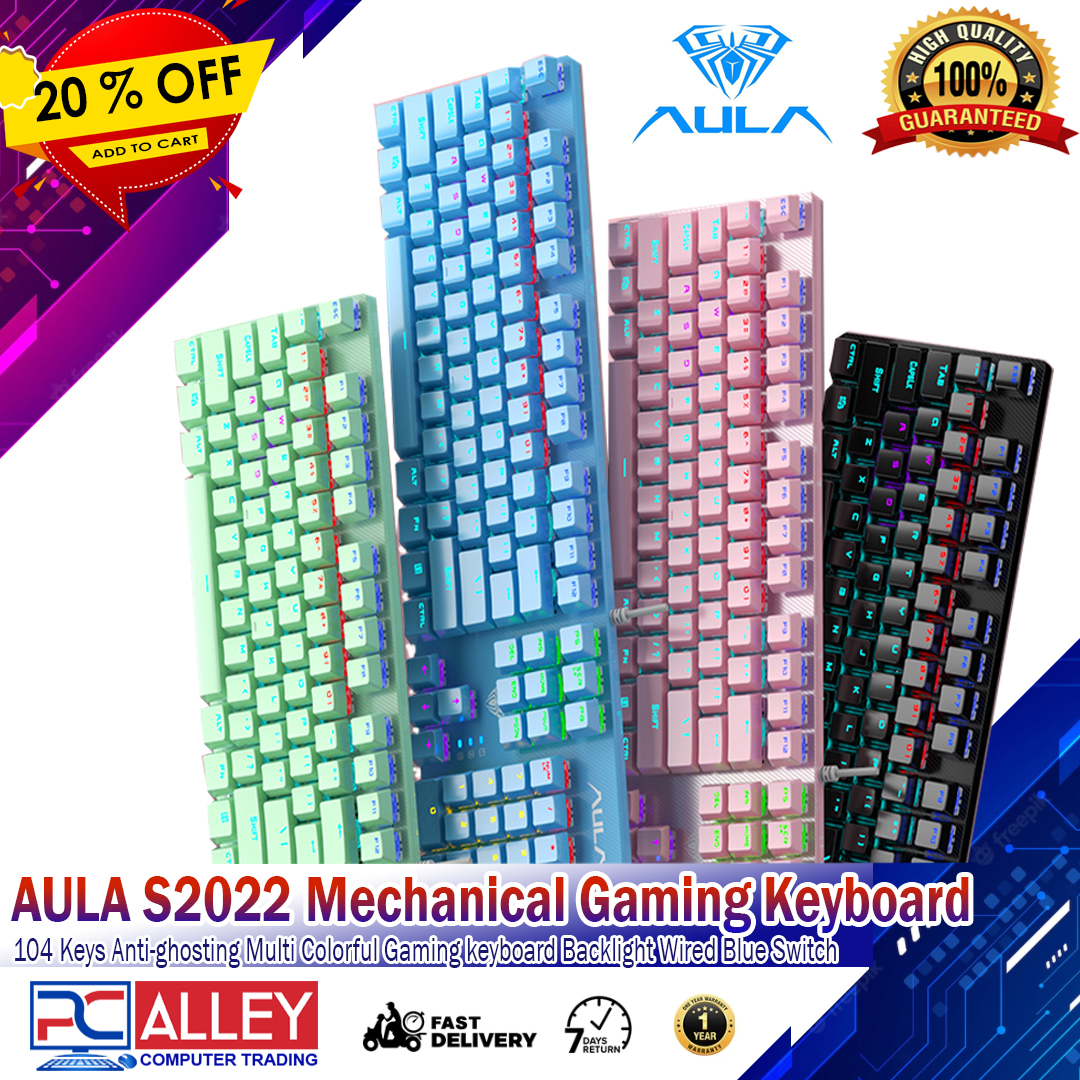 AULA S2022 Mechanical Gaming Keyboard, Marco Programming High and Low ...