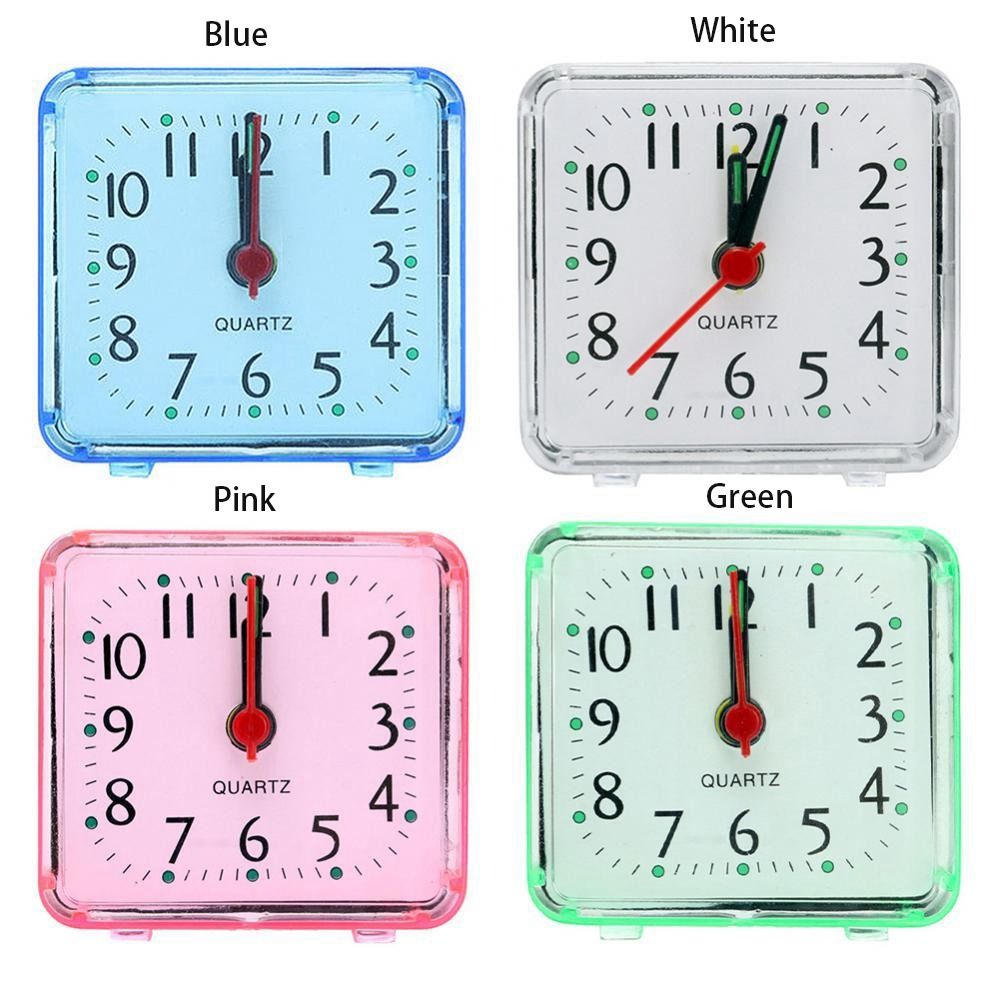 Creative Mute Square Alarm Clock Candy Color Transparent Mini Table ...