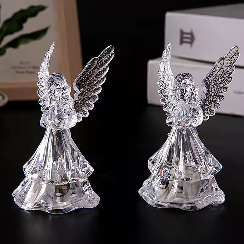 Bedside Lamp Colorful Glowing Crystal Wings Decoration 3D Angel Style ...