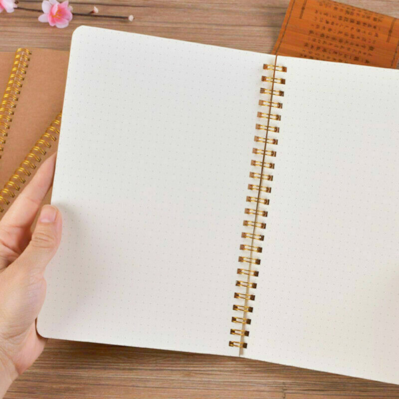 A5 Coil Book Journal Notebook Hardcover Cardboard Grid Dot Spiral Diary ...