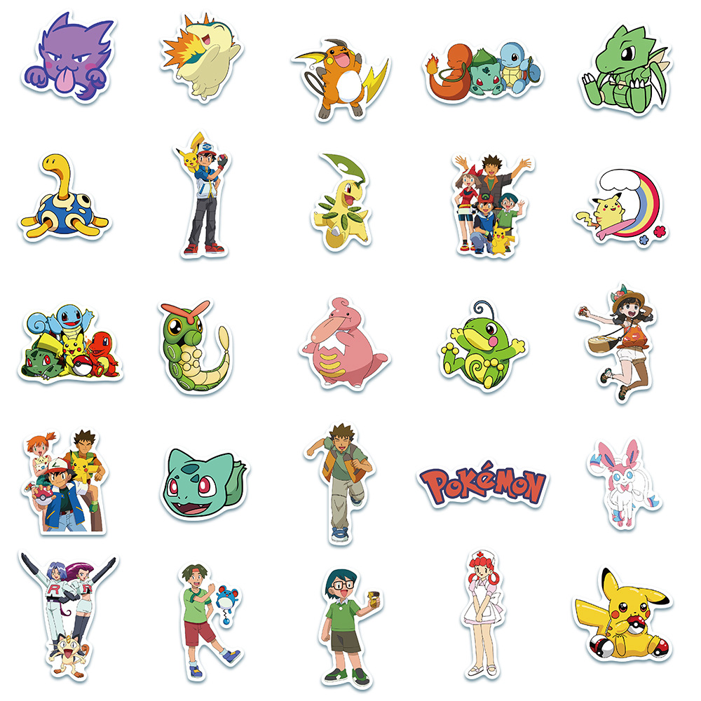 【New arrival】10/50/100Pcs/Lot Waterproof Cartoon Children's Pokemon Toy ...