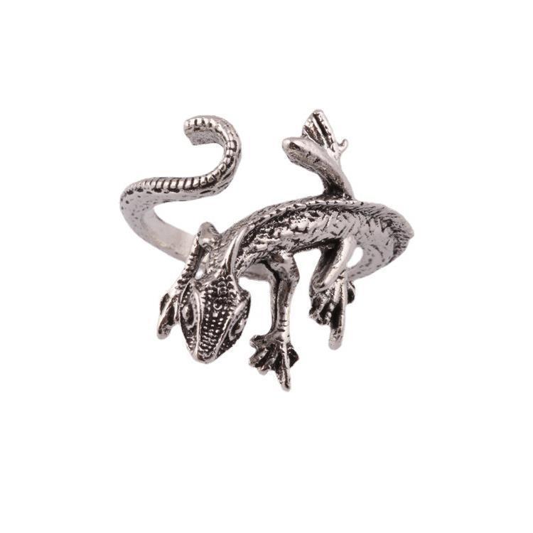 Vintage Punk Hip Hop Animal Gecko Ring Men's Index Finger Alloy Opening ...