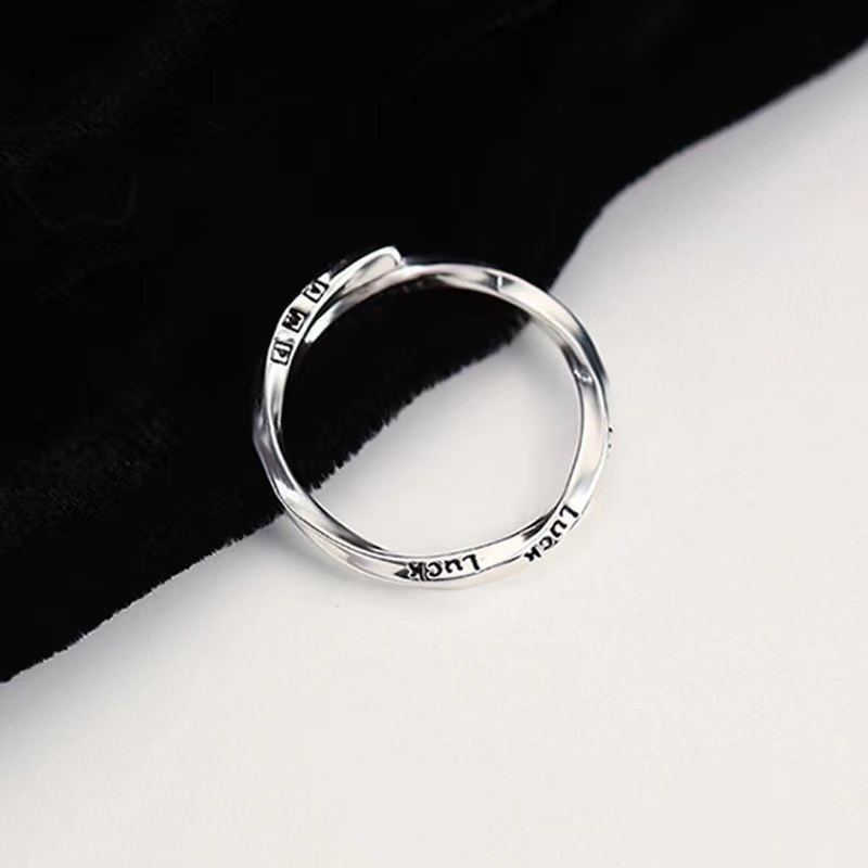 【New Arrivals】Vintage Twisted Luck Opening Ring Women's Mobius Letter ...