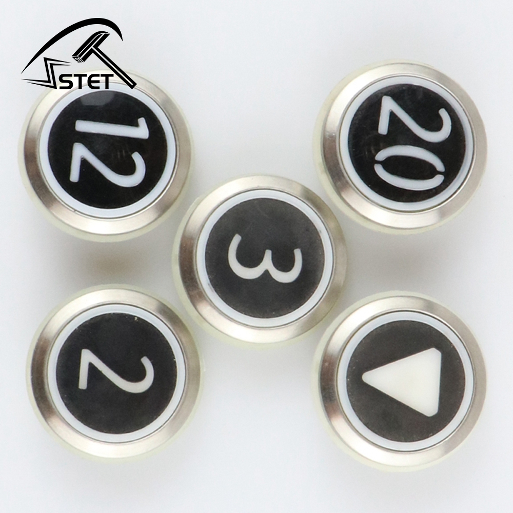 KONE Elevator Push Button Black Background Color Braille Bright Surface Stainless Steel Red ...