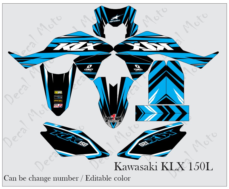 Sticker decals for kawasaki klx 150 L, BLUE/BLACK | Lazada PH