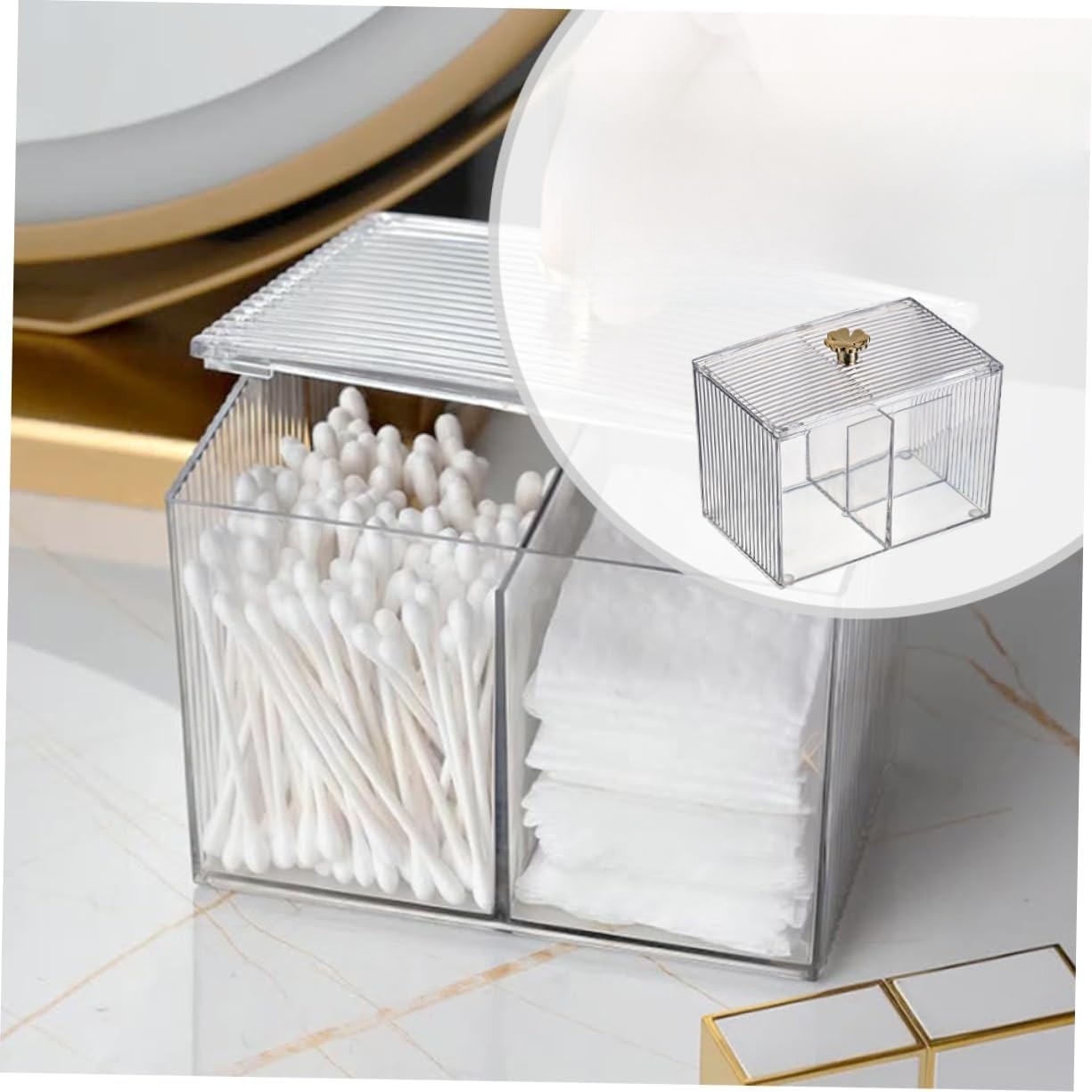Acrylic Cotton Swab Organizer Box - Dust-Proof Storage for Makeup ...