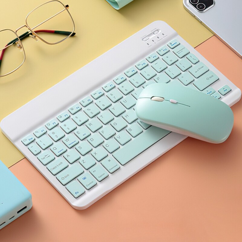 Mini Wireless Bluetooth Quiet Slim Keyboard Touch Pad and mouse for IOS ...
