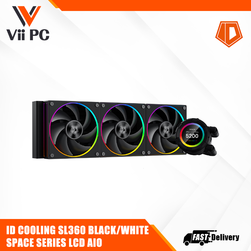 ID Cooling SL360 Space Series LCD AIO Liquid CPU Cooler Black/White ...