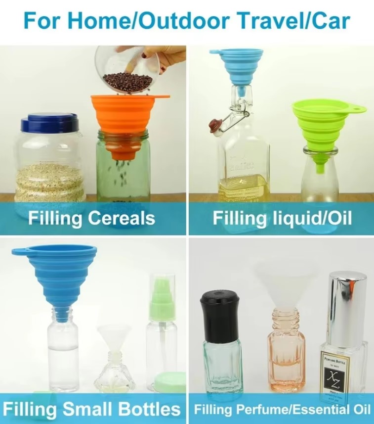 Foldable Funnel Silicone Collapsible Funnel Portable Funnels For Fuel ...