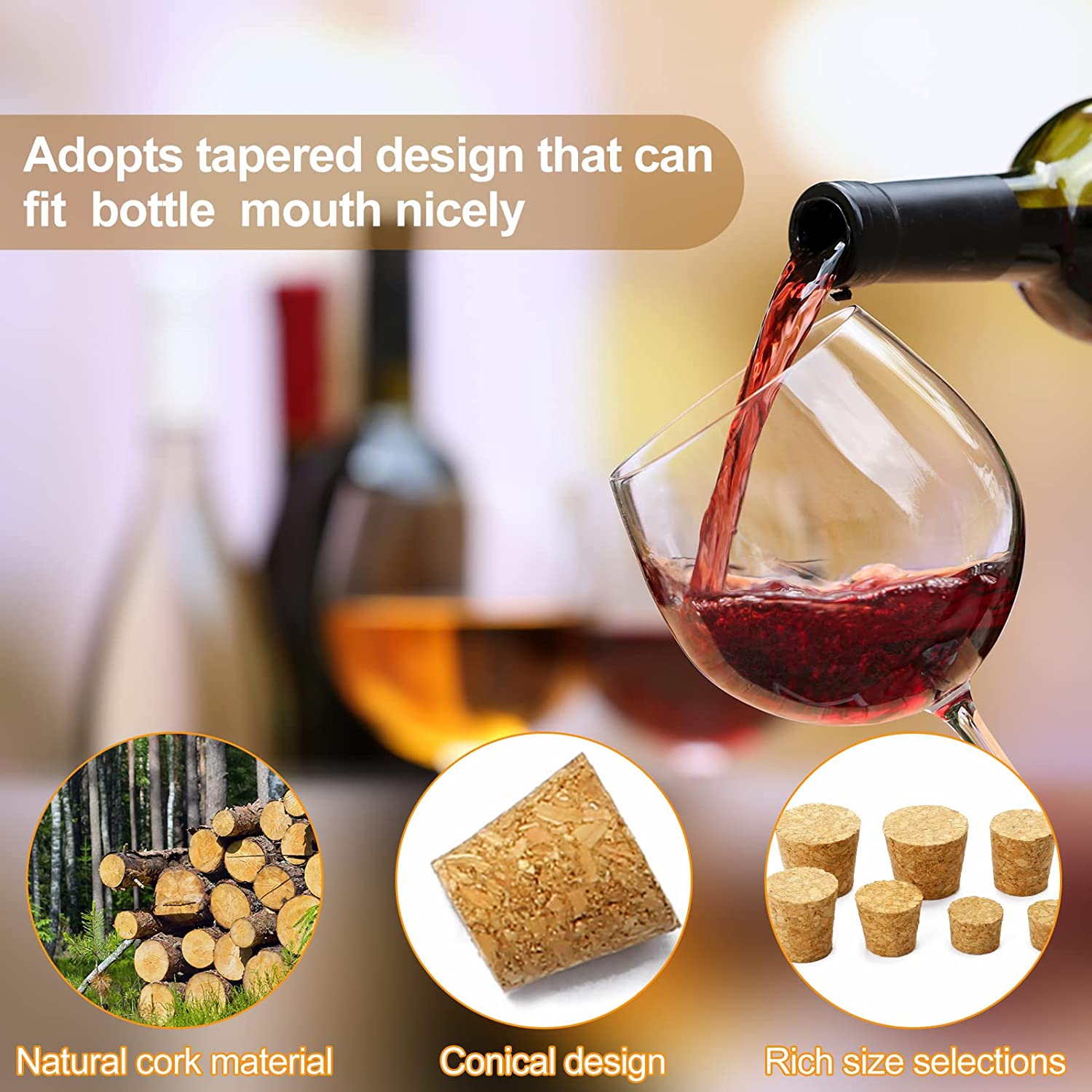 5/10pcs Wood Glass Bottle Sper Kettle Pudding Container Cork Cap ...