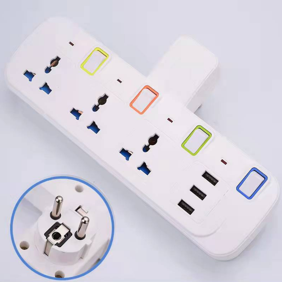 𝓗𝓖 3 way Wireless Extension Power Strip Plug Splitter With 3 USB ...