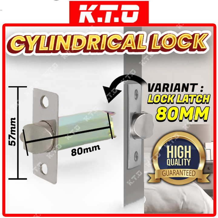 Cylindrical Door Lock Set Keyed Entrance Door Knob Lock Tongue Latch ...