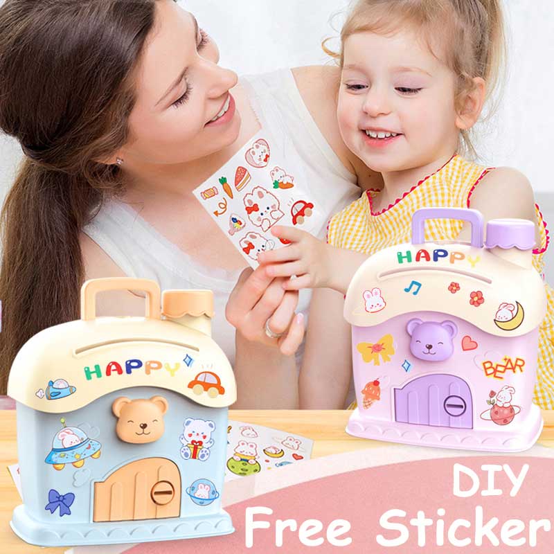 Kawaii Piggy Bank Lock Large Organizer Storage Box Cute Girls Gift Save ...