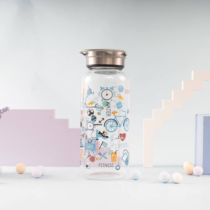 High Borosilicate Glass Water Bottle 0~200℃ Double Sealded Bambo Glass ...