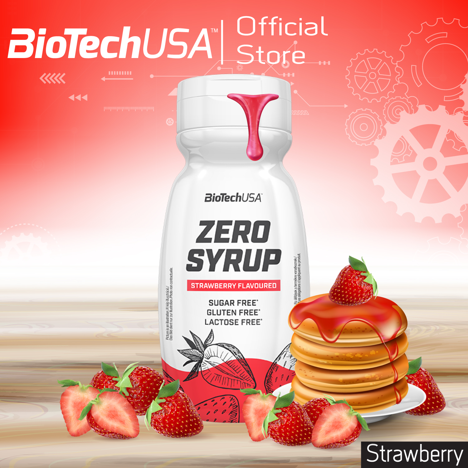 BioTechUSA Zero Syrup 320ml. Strawberry (ไซรัป รสสตอเบอร์รี่ น้ำเชื่อม ...