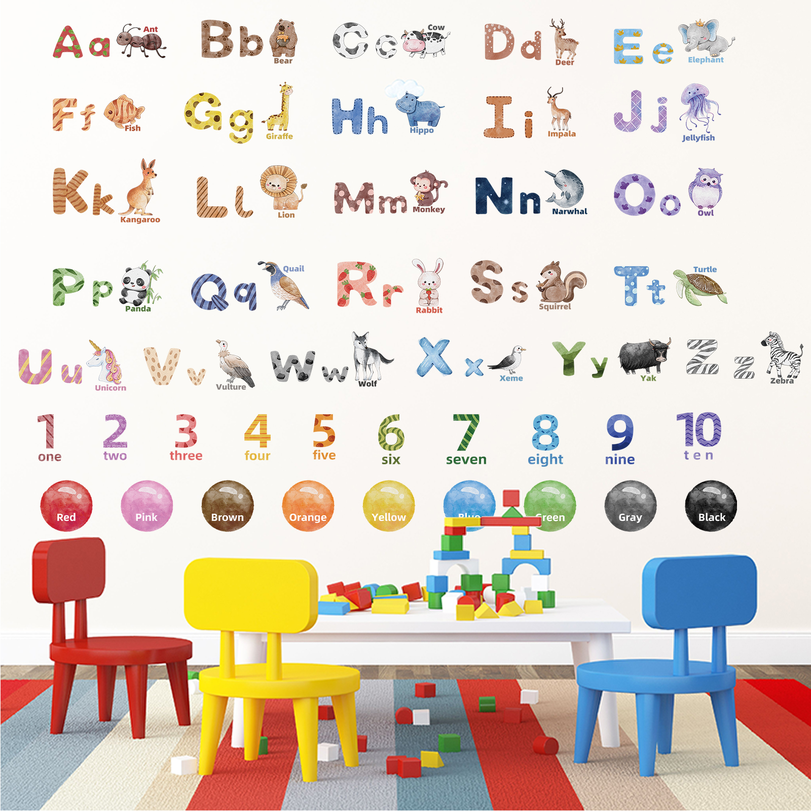 【Prime deal】 Alphabet Animals Wall Decals Numbers Wall Decor ABC ...