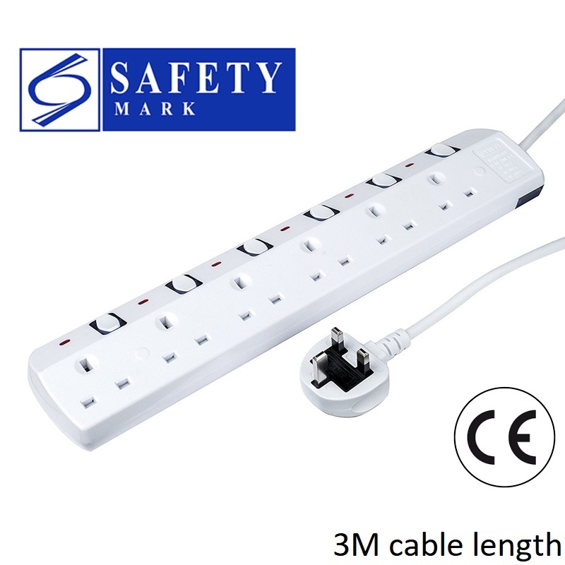 [With Install] PSE 6 WAY PORTABLE SOCKET OUTLET WITH SURGE PROTECTION ...