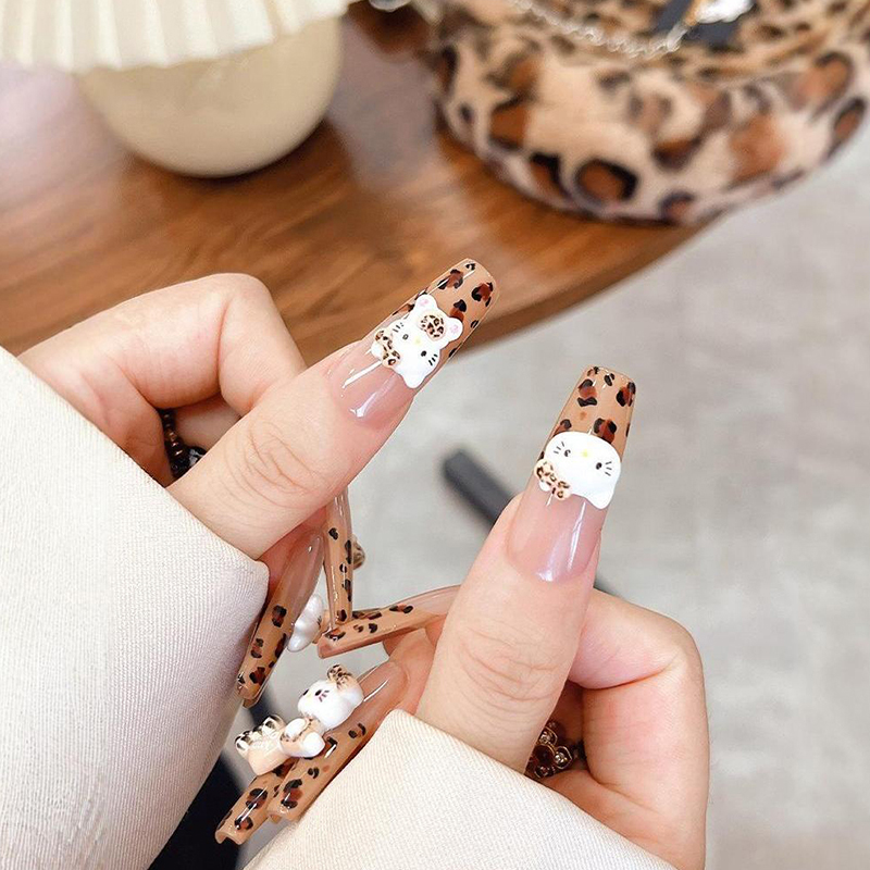 20pcs Sanrio Leopard Print Hello Kitty Cartoon Nail Accessories Glasses ...