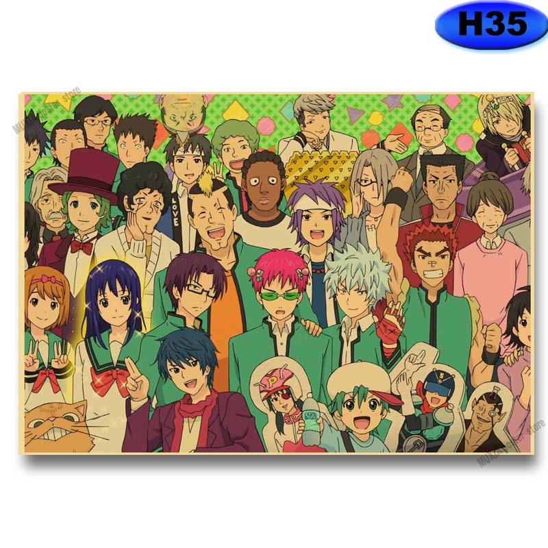 Anime The Disastrous Life of Saiki K Posters Retro Kraft Paper Saiki ...