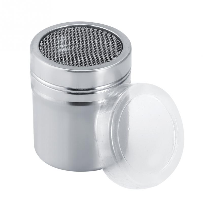 Stainless Steel Spice Jar Shaker Pot Chocolate Sugar Cocoa Flour Filter ...