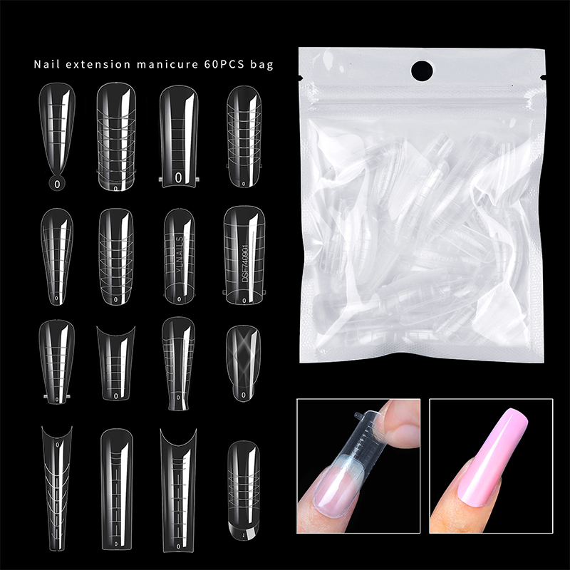 60Pcs ABS Extension False Nail Tips Sculpted Full Cover Nail Tips Fake ...
