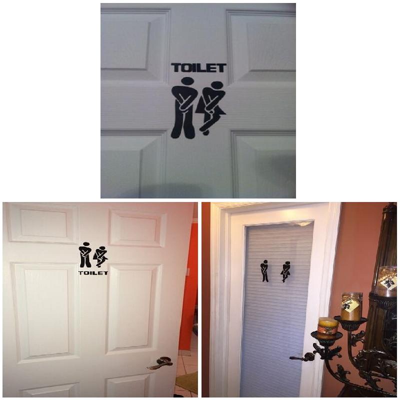 Stick Figure Toilet Door Sign Wall Sticker Vinyl Decal Decor - Dark ...