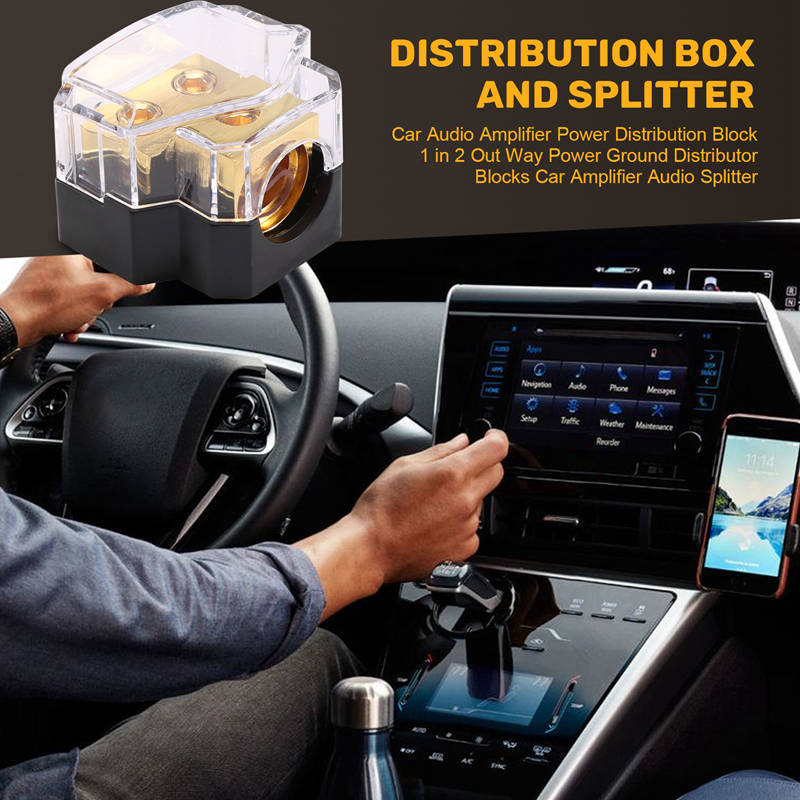 Car Audio Amplifier Power Distribution Block 1 in 2 Out Way Power ...