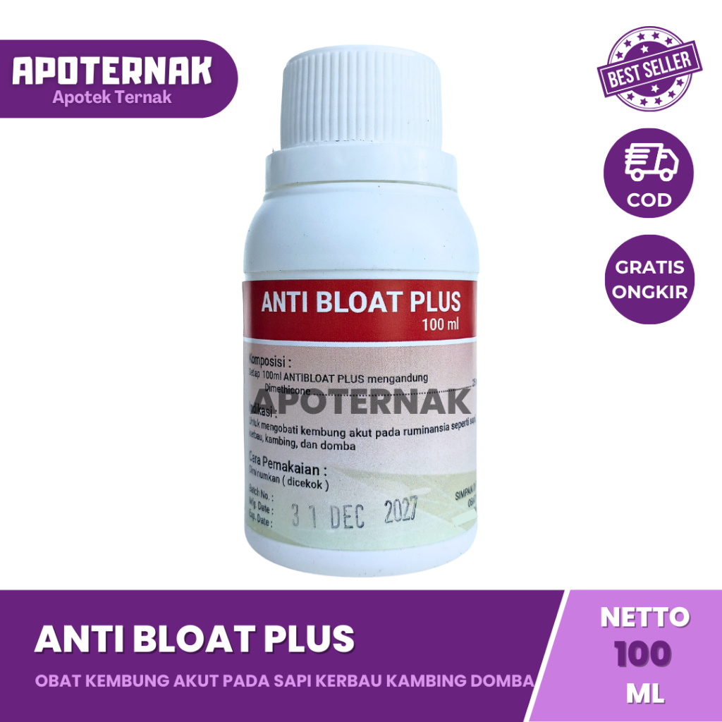 ANTI BLOAT PLUS 100 mL | Obat Kembung Sapi Kerbau Kambing Domba | Obat ...