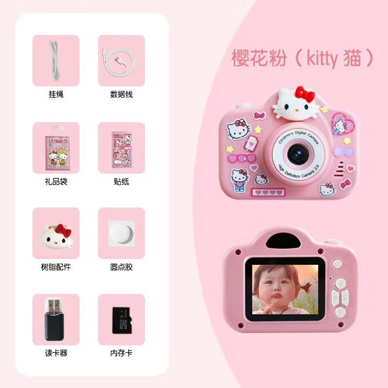 Kawaii Sanrio Mini Digital Camera Hello Kitty Kuromi Cinnamoroll Melody ...