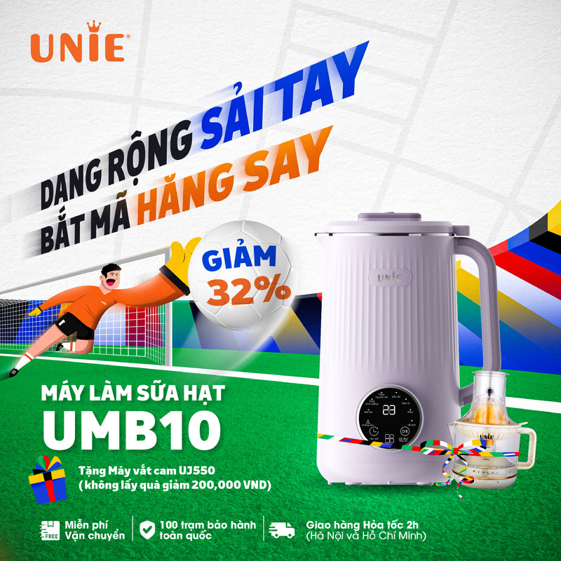 Máy làm sữa hạt đa năng Unie UMB10 dung tích 1L, 8 chức năng xay nấu linh hoạt, máy nấu sữa hạt ...