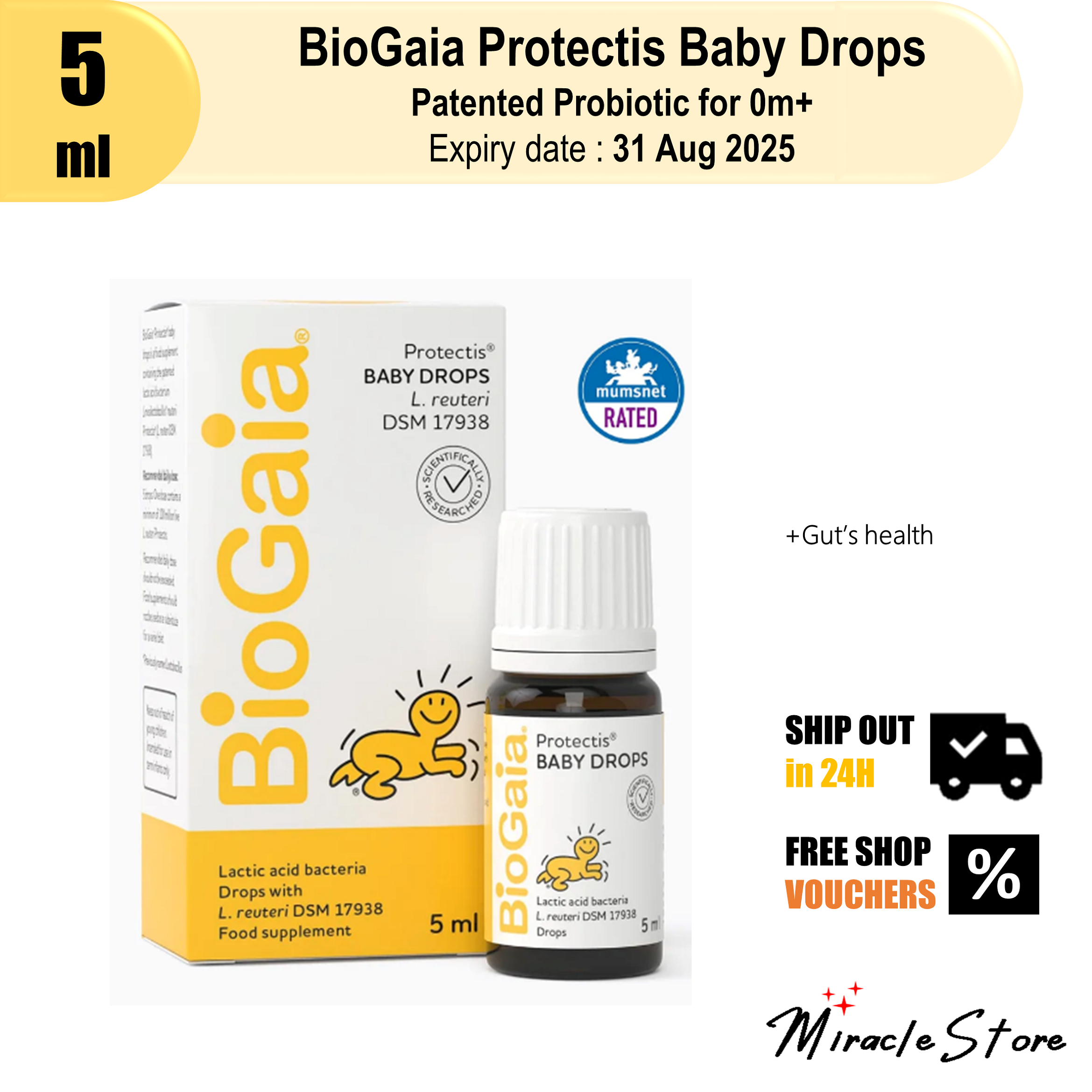 BioGaia Protectis Baby Drops 5ml L.Reuteri Probiotic Gut Vitamin ...