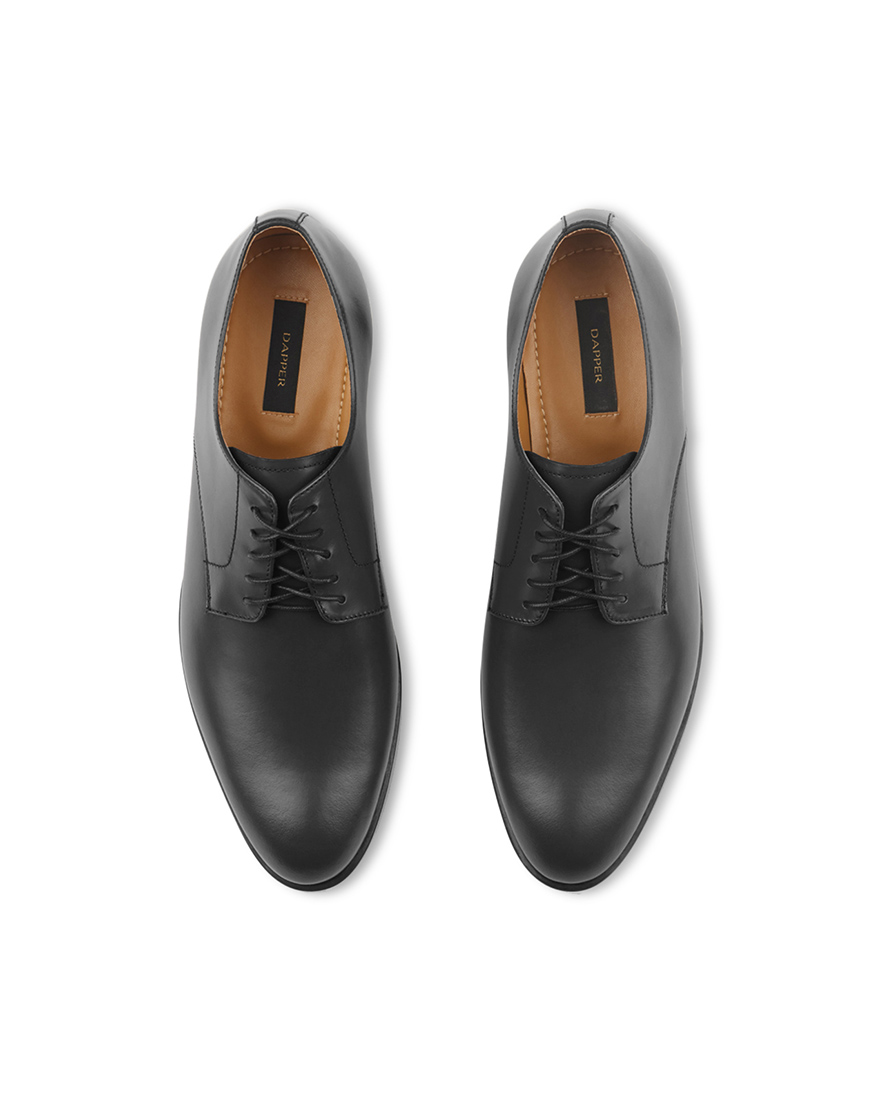DAPPER รองเท้าหนังแบบผูกเชือก Hi-Shine Sturdy Derby Shoes สีดำ - DAPPER ...