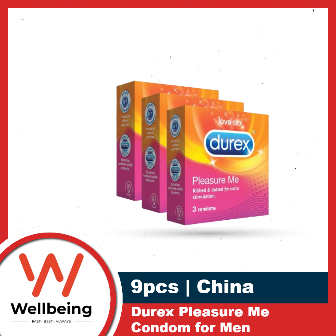 Durex - Pleasure Me Condom - Combo Pack - 3 Packs - 3x3=9pcs | Daraz.com.bd