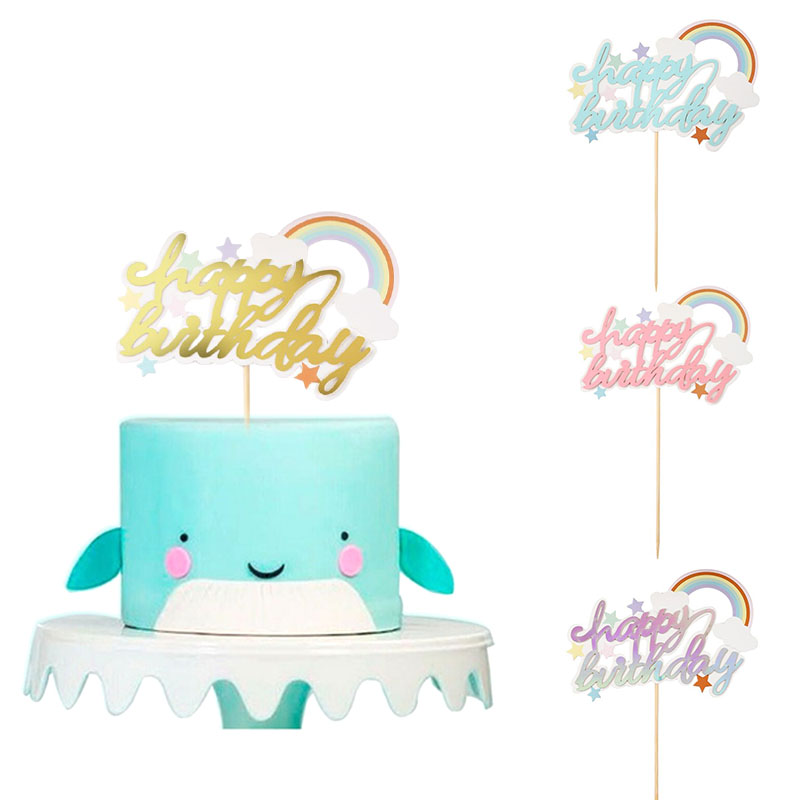 Zozo MMU Birthday Cake Rainbow Color Card Dessert Decoration Plug-in ...