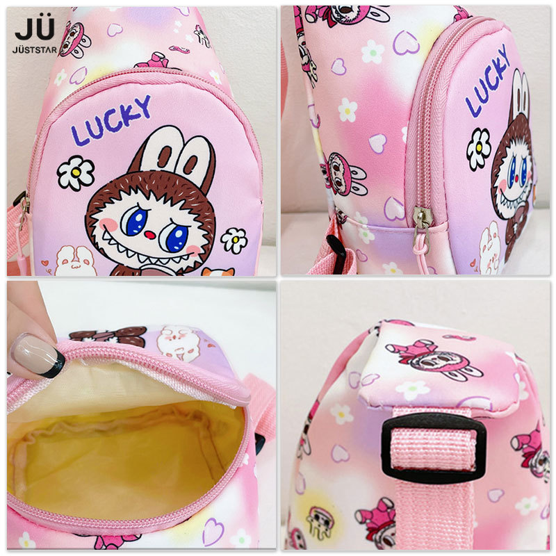 Just Star Cartoon Labubu Kids Bags Cute Nylon Boys Girls Crossbody Bags ...