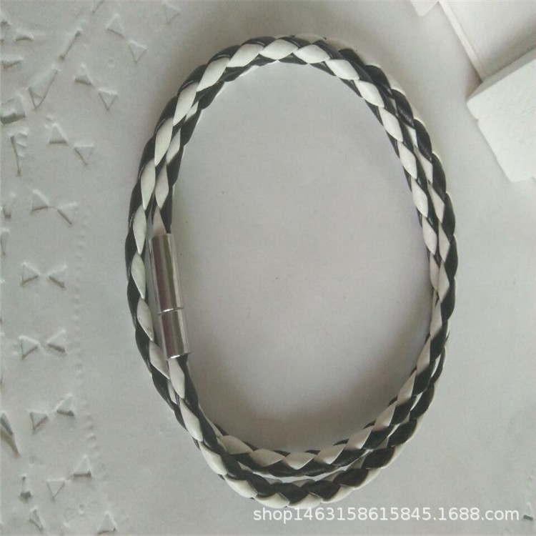 40cm Long Men's and Women's Casual Leather Rope Bracelet Double-loop ...