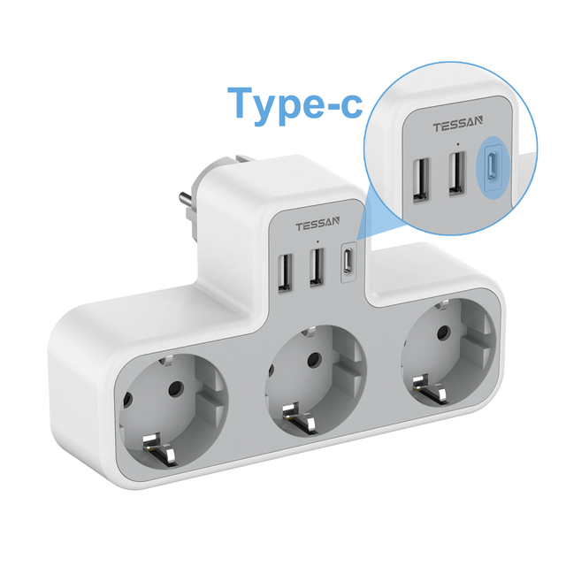 【Folio & Light】Tessan Multiple Wall Socket With 3 Ac Outlets 3 Usb ...