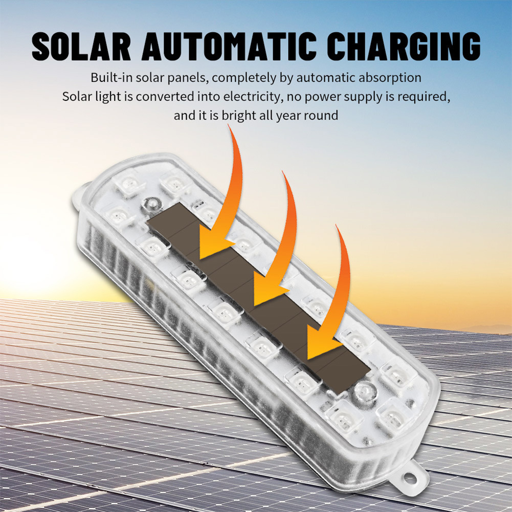 FG Solar Power 16 LED Mortorcycle Car Warning Flashing Light Night Ride ...