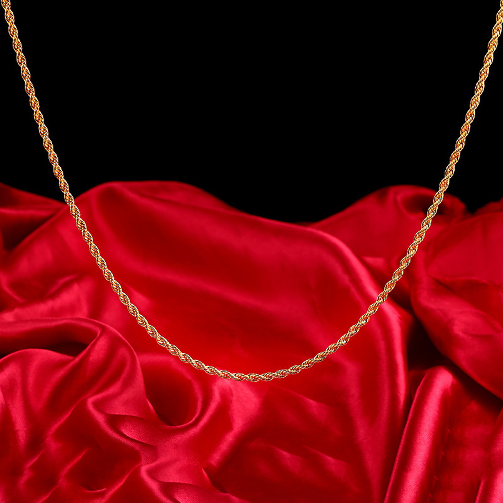 【Hot demand】18K Necklace 4mm Tough Twist Chain Gold-plated Twist Rope ...