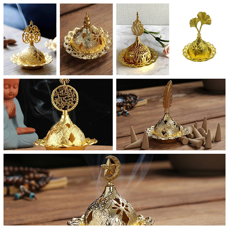 Incense Burner Hollow Golden Tower Oil Burner Arab Style Censer Holder ...