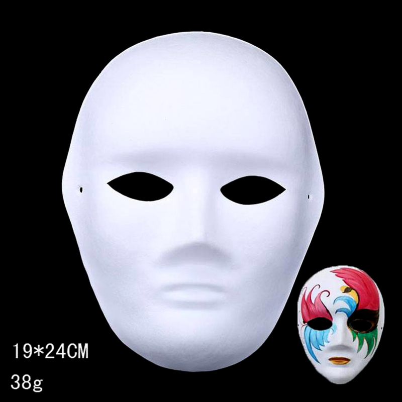 Full Face Masks Paper Blank White Halloween Cosplay Cat Diy Paintable ...