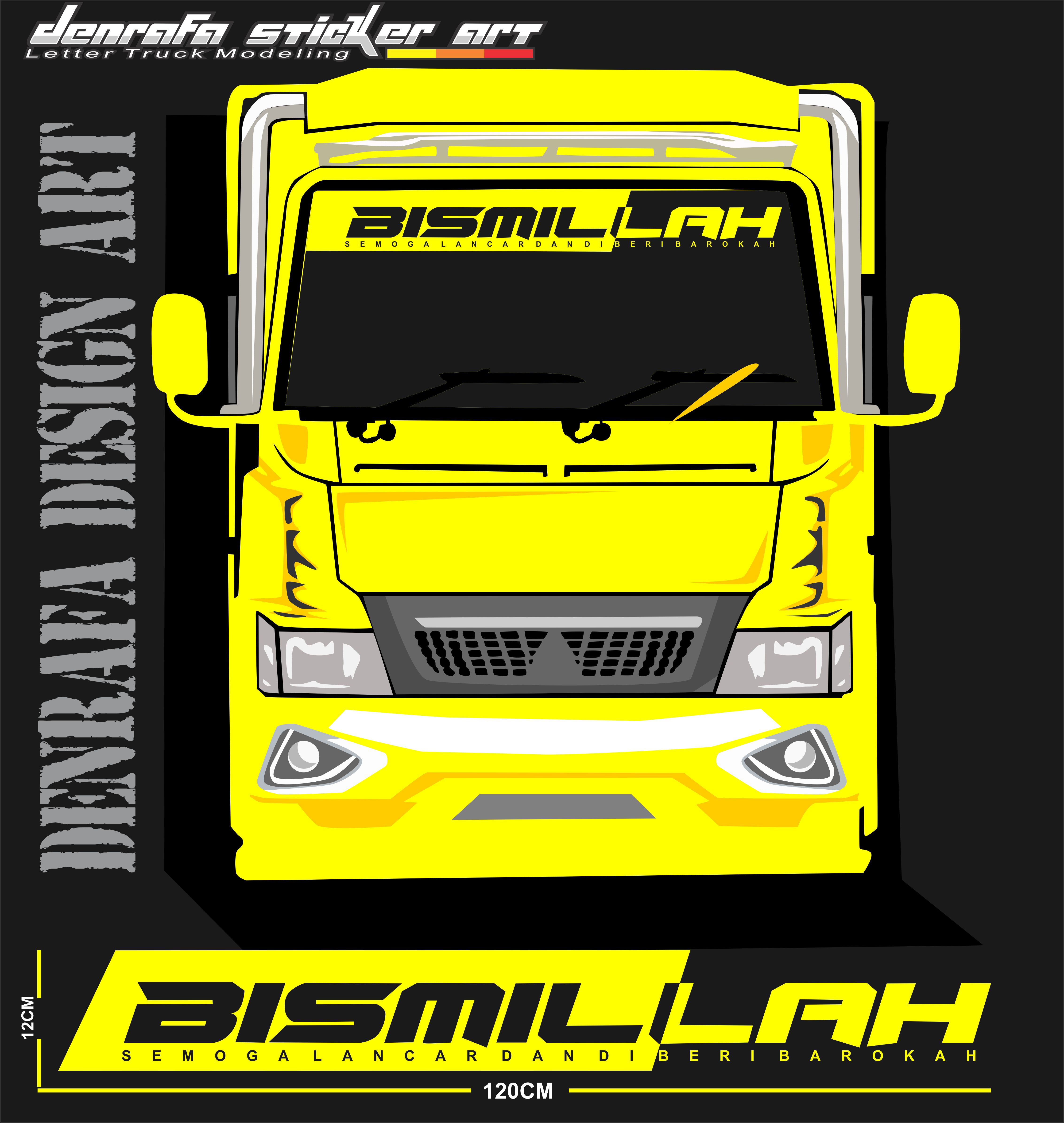 STICKER BISMILLAH KACA DEPAN TRUK PICK UP RAGASA / STIKER KACA DEPAN ...