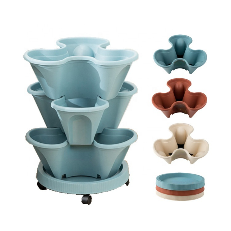Flower Self Watering Stacking Planting Pot Single Layer Tower Plastic ...