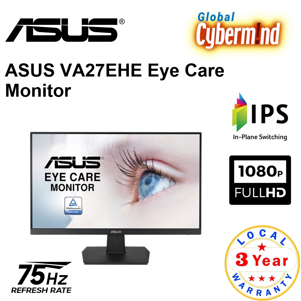 ASUS VA27EHE Eye Care Monitor – 27 inch, Full HD, IPS, Frameless, 75Hz ...