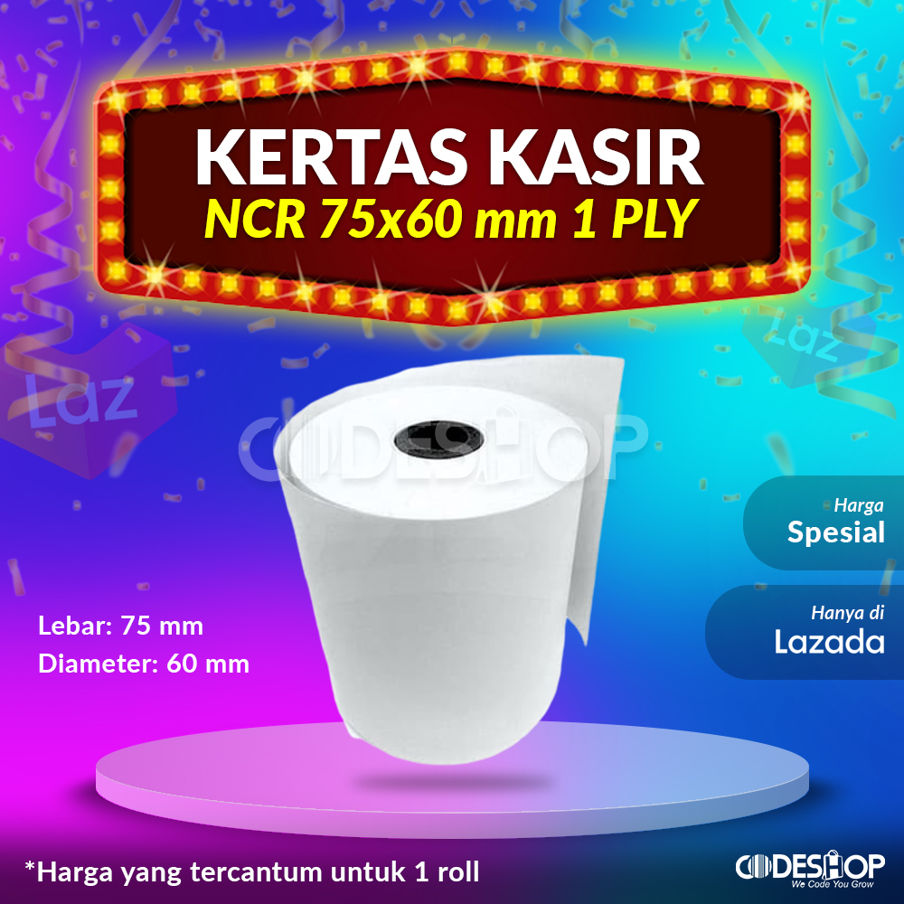 Kertas Ncr Ukuran 75x60 Mm 1 Ply Struk Printer Dot Matrix 75x60mm Lazada Indonesia